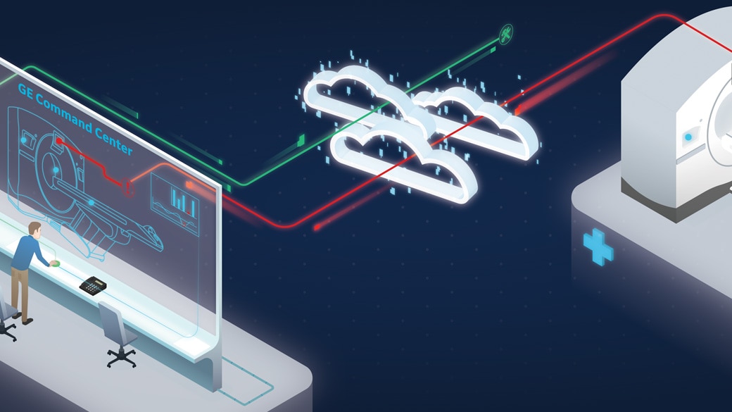GE Healthcare OnWatch monitoring station illustration